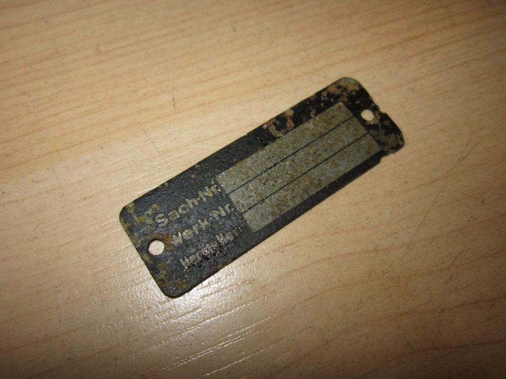 WW2 German Luftwaffe Data Plate WNF Flugzeugwerke A.G.- Me109 Me262 ...